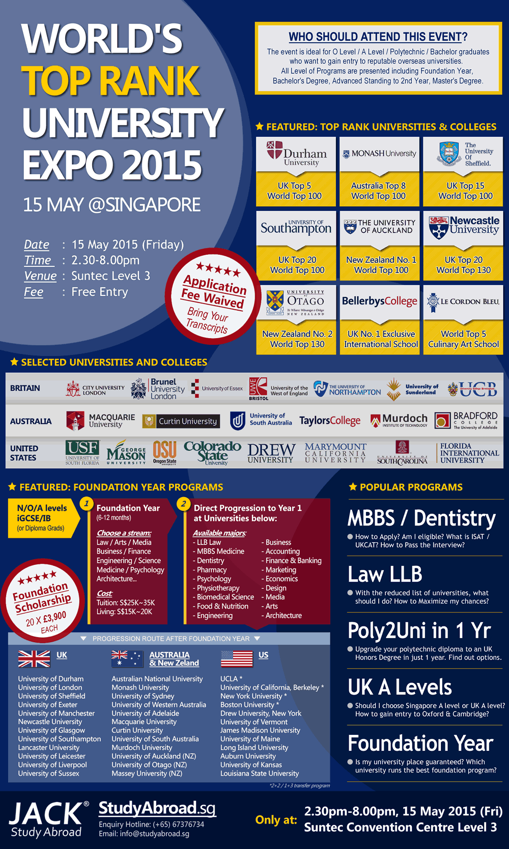 World's Top Rank University Expo 2015 May @15 May 2015 @Suntec City