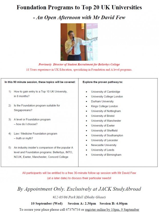 Exclusively in Singapore: An Open Afternoon with Mr David Few @10 Sept ...