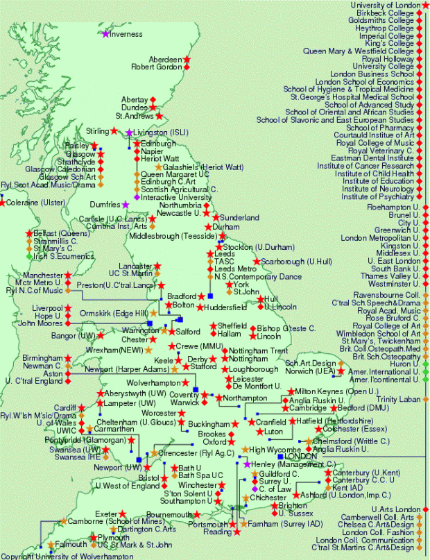 UK Universities by Location